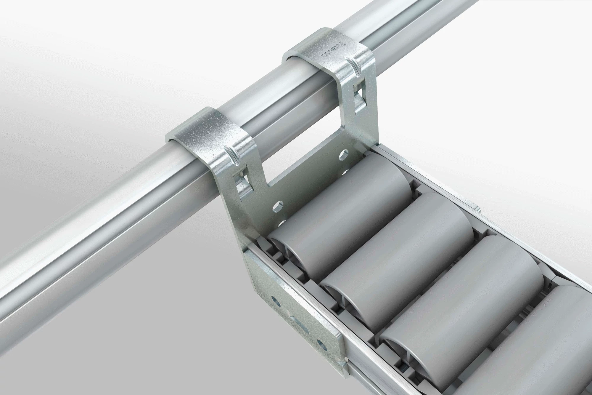 Roller Conveyor 6 80x40 Fastening Bracket D30 with Stop H43 » AluFlex Group
